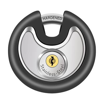 China Rarlux Waterproof Anti-Theft Stainless Steel Disc Padlock with Hardened Shackle 2 Brass Keys for Sheds & Gates-304SS Heavy Duty for sale
