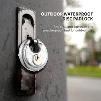 China Rarlux Hot Sale Disc Padlock Heavy Duty Waterproof Anti-theft Stainless Steel Round Disc Door Padlocks  for Storage, Gym, School for sale