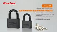 China Rarlux 40-70mm Best Padlock Waterproof Solid Padlock Iron Body Electrophoretic Staining Black square Iron Padlock for sale