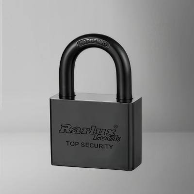 China Rarlux 40-70mm High Security Waterproof Solid Padlock Iron Body Best Padlock Electrophoretic Staining Black square Iron Padlock for sale