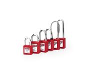 China Rarlux High Quality Top Security Industrial Insulation Safety Durable Plastic Lockout Tagout Padlock Solid Brass Cylinder Short for sale