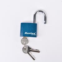 China Rarlux High Security Durable Decentered Solid Blue Color Plastic Painted Hardened Steel Iron Padlock Solid Brass Cylinder Key for sale