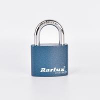 China Rarlux High Security Durable Decentered Solid Blue Color Plastic Painted Hardened Steel Iron Padlock Solid Brass Cylinder Key for sale