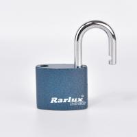 China Rarlux High Security Durable Decentered Solid Blue Color Plastic Painted Hardened Steel Iron Padlock Solid Brass Cylinder Key for sale