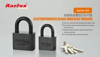 China Rarlux 40-70mm High Security Waterproof Solid Padlock Iron Body Electrophoretic Staining Black square Iron Padlock for sale