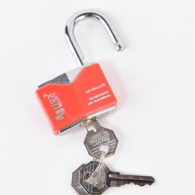 China Rarlux 40mm Short Shackle Colorful Safety  Padlock  Plastic Cover Rhombic Chrome Plated Iron Padlock for sale
