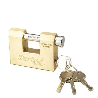 China Rarlux Heavy Duty Steel Shackle Solid Padlock D Type Candado Rectangular Brass Padlock for sale