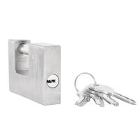 China Custom Heavy Duty 304 Stainless Steel Top Security Rectangular Padlock with 4 Computer Keys Silver Rarlux Model 750 for sale