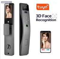 China Tuya Smart Aluminum Alloy Fingerprint & 3D Face Recognition Lock with WiFi App and Key Backup for sale
