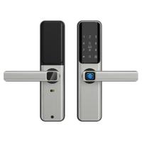 China Home Security WIFI Tuya APP Smart Multi-Unlock Fingerprint Key Padlock Polished Aluminum Alloy Door Lock 6-Month Standby Time for sale