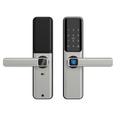 China Home Security WIFI Tuya APP Smart Multi-Unlock Fingerprint Key Padlock Polished Aluminum Alloy Door Lock 6-Month Standby Time for sale