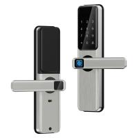China Home Security WIFI Tuya APP Smart Multi-Unlock Fingerprint Key Padlock Polished Aluminum Alloy Door Lock 6-Month Standby Time for sale