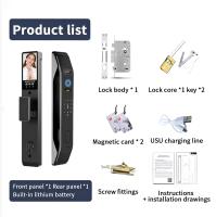 China Fully Automatic Durable Aluminum Alloy Smart Door Lock TUYA WIFI Face 3D Recognition Key Fingerprint Biometric Cat Eye Security for sale