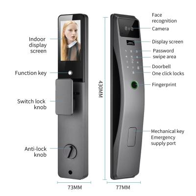 China TUYA WIFI for Face 3D Recognition Durable Aluminum Alloy Smart Door Lock Camera Biometric Fingerprint Key Security Fully for sale