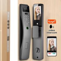 China TUYA WIFI for Face 3D Recognition Durable Aluminum Alloy Smart Door Lock Camera Biometric Fingerprint Key Security Fully for sale