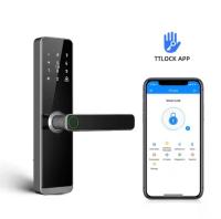 China Home Security WIFI Tuya APP Smart Glass Door Lock with Fingerprint Password Card Key Unlock for Home System for sale