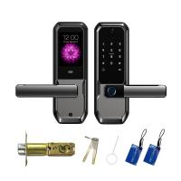 China Tuya  Smart Lock Electronic Keypad Entry Door Auto Lock Password Smart Handle Fingerprint Lock with Gun-mental Grey for sale
