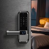 China Tuya  Smart Lock Electronic Keypad Entry Door Auto Lock Password Smart Handle Fingerprint Lock with Gun-mental Grey for sale