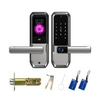 China Tuya  Smart Lock Electronic Keypad Entry Door Auto Lock Password Smart Handle Fingerprint Lock with Gun-mental Grey for sale