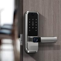 China Tuya  Smart Lock Electronic Keypad Entry Door Auto Lock Password Smart Handle Fingerprint Lock with Gun-mental Grey for sale