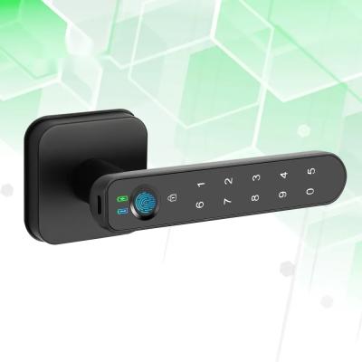 China Digital Passcode Fingerprint Smart Lock Zinc Alloy Matte Black Door Handle Scan Card Key Unlock Tuya for Anti-Theft for for sale