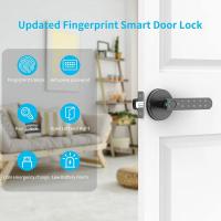 China Digital Passcode Fingerprint Smart Lock Zinc Alloy Matte Black Door Handle Scan Card Key Unlock Tuya for Anti-Theft for for sale