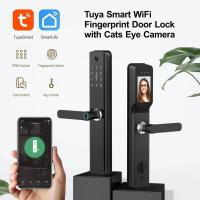 China Factory-issued Home Safety Anti-Theft Smart Lock Cat Eyes Camera Big Tuya WiFi Gate Fingerprint Padlock Digital Key Unlock for sale