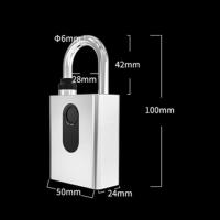 China Smart Fingerprint Key Padlock Enhanced Security 100 Fingerprint Capacity IP65 Waterproof 20,000-Cycle Lifespan Hardened Shackle for sale