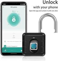 China IP67 Waterproof USB Rechargeable Security Smart Fingerprint Padlock Zinc Alloy+ABS 304 Stainless Steel Shackle Eco-Friendly Tuya for sale