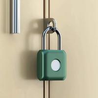 China Hot Selling Mini Green IP65 Smart Electronic Padlock Finger Print Access Travel Luggage Suitcase Security Door Locks for sale