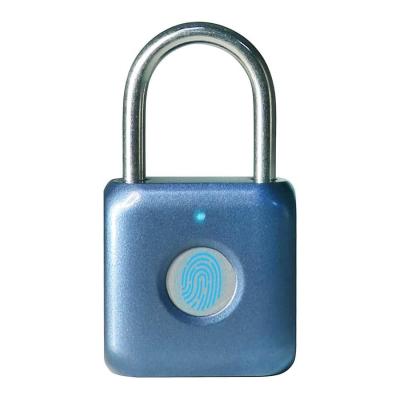 China Hot Selling RARLUX Blue Mini IP67 Smart Fingerprint Padlock Zinc Alloy+ABS 304 Stainless Steel Button Cell Battery Travel for sale