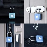 China Hot Selling RARLUX Blue Mini IP67 Smart Fingerprint Padlock Zinc Alloy+ABS 304 Stainless Steel Button Cell Battery Travel for sale