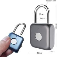 China Hot Selling RARLUX Blue Mini IP67 Smart Fingerprint Padlock Zinc Alloy+ABS 304 Stainless Steel Button Cell Battery Travel for sale