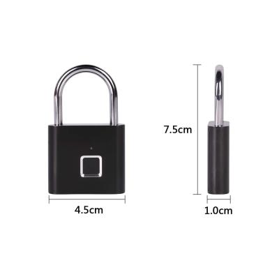 China Factory Electronic USB Charging Portable Zinc Alloy Smart Padlock with 10 Sets Fingerprints Waterproof USB Finger Print Lock for sale