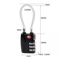 China 3 Digit Code TSA Lock Outdoor Industrial Safety Luggage Backpack Zipper Wire Rope Key Combination Padlock Zinc Plastic RARLUX for sale