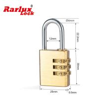 China Rarlux 3 Digits Password Tsa Padlock  Luggage  Bag Copper Code  Four Numbers Brass Combination Padlock for sale