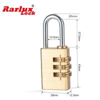 China Rarlux 3 Digits Password Tsa Padlock  Luggage  Bag Copper Code  Four Numbers Brass Combination Padlock for sale