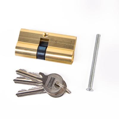 China RARLUX Super Polish Nickel Plated Solid Brass Key Door Cylinder with 3 Keys for sale