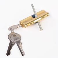 China RARLUX Super Polish Nickel Plated Solid Brass Key Door Cylinder with 3 Keys for sale