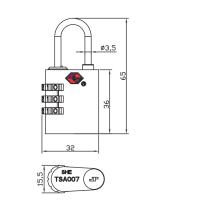 China Rarlux Anti-Theft Tsa Padlock 3 Digital Password Wheel Luggage Bag Lock Zinc Alloy Body A3 Steel Shackle Combination Padlock for sale