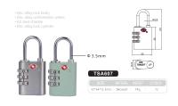 China Rarlux Anti-Theft Tsa Padlock 3 Digital Password Wheel Luggage Bag Lock Zinc Alloy Body A3 Steel Shackle Combination Padlock for sale