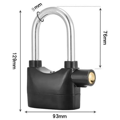 China Wholesale Plastic siren alarm padlock 110db anti-theft heavy duty key padlock motorcycle alarm padlock for sale