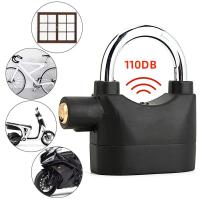 China Wholesale Plastic siren alarm padlock 110db anti-theft heavy duty key padlock motorcycle alarm padlock for sale