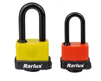 China Rarlux Anti-rust Waterproof Steel Padlock with Plastic Cover Long Shackle Laminated Design-Zhejiang Origin for sale