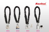 China Best Selling Rarlux Model 2325 8mm Durable Security Hardened Anti-Theft Iron Motorcycle Padlock Waterproof Key Unlock High for sale