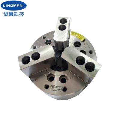 China Solid CNC Power Chuck 3 Jaw Hydraulic Lathe Chuck 5 to 12 Inches Full Stroke for sale