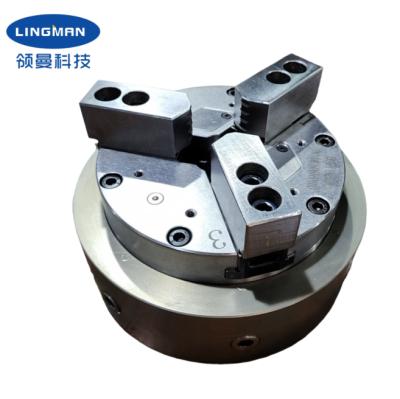 China Front Mounted Pneumatic Rotary Chuck for CNC Lathe with 130mm Clamping Range and 3000 RPM Max Speed for sale