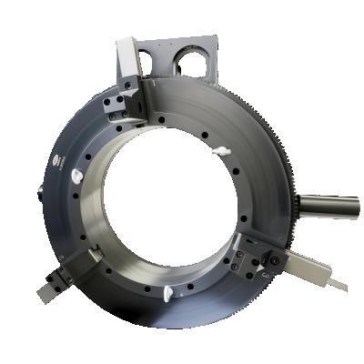 China Lingman F690E Large-Bore Electric Chuck – 440mm Through-Hole, 150-600mm Gripping Capacity For Automated Welding Systems for sale