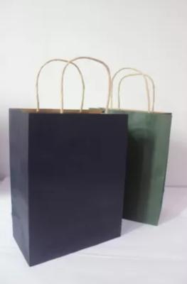 China SGS Certificated Branded Shopping Bag 8x10x2 Inch Custom Printed Kraft Paper Bags Navy Black for sale