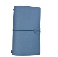 China Blue PU Leather Notebook 160pp CMYK Notebook A6 With Eliastic Band for sale